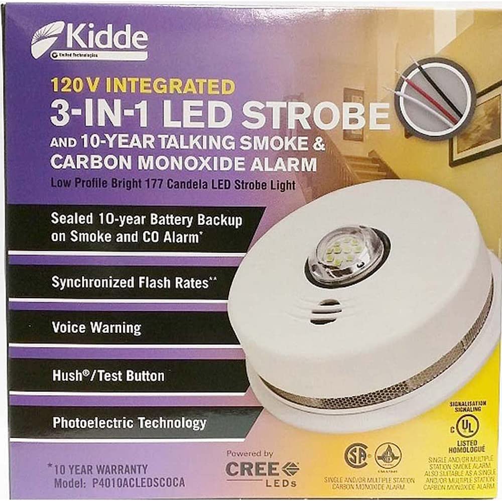 Kidde P4010ACLEDSCOCA 120 VAC Integrated 3-in-1 LED Strobe and 10-Year