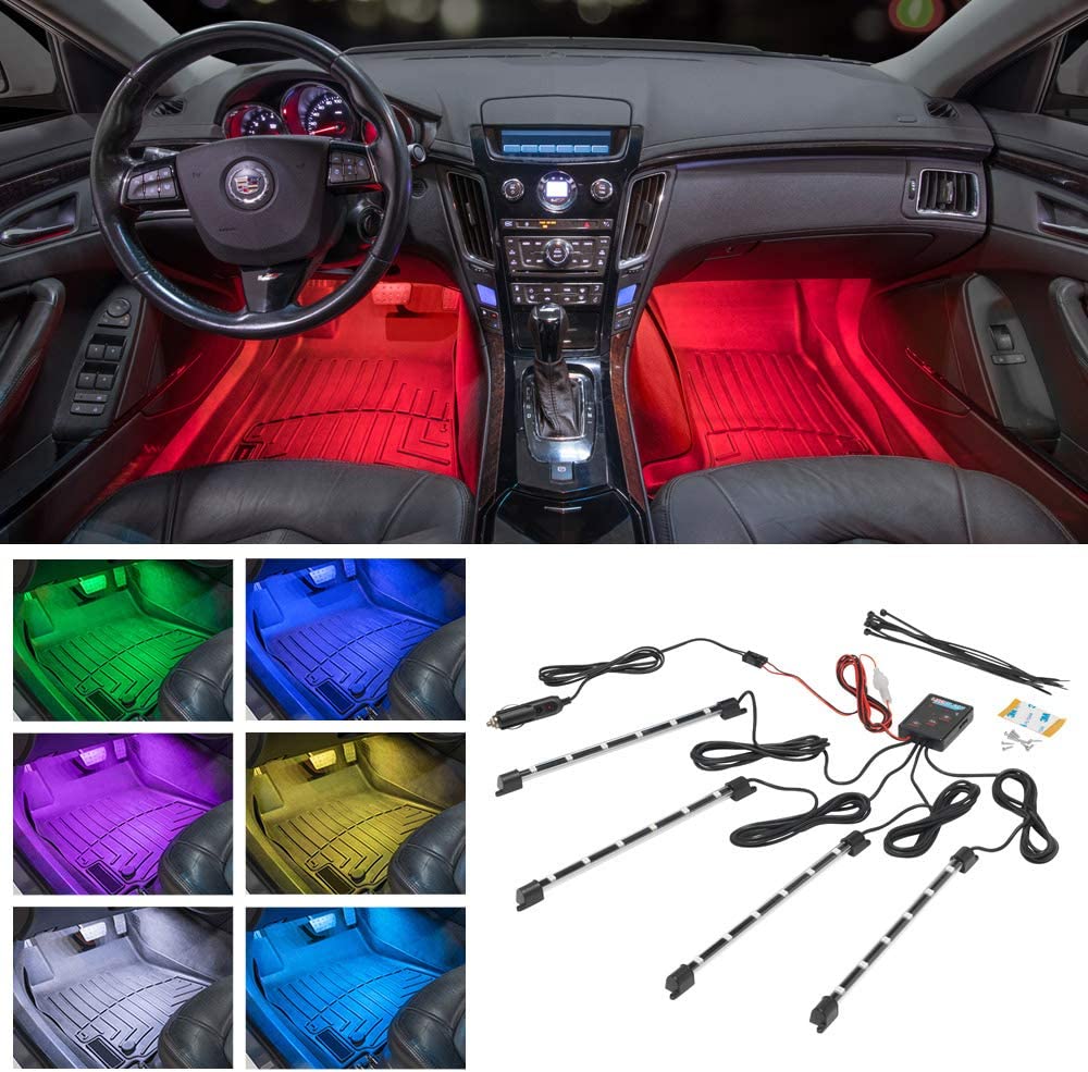 LEDGlow 4pc Multi-Color LED Interior Footwell Underdash Neon Light Kit