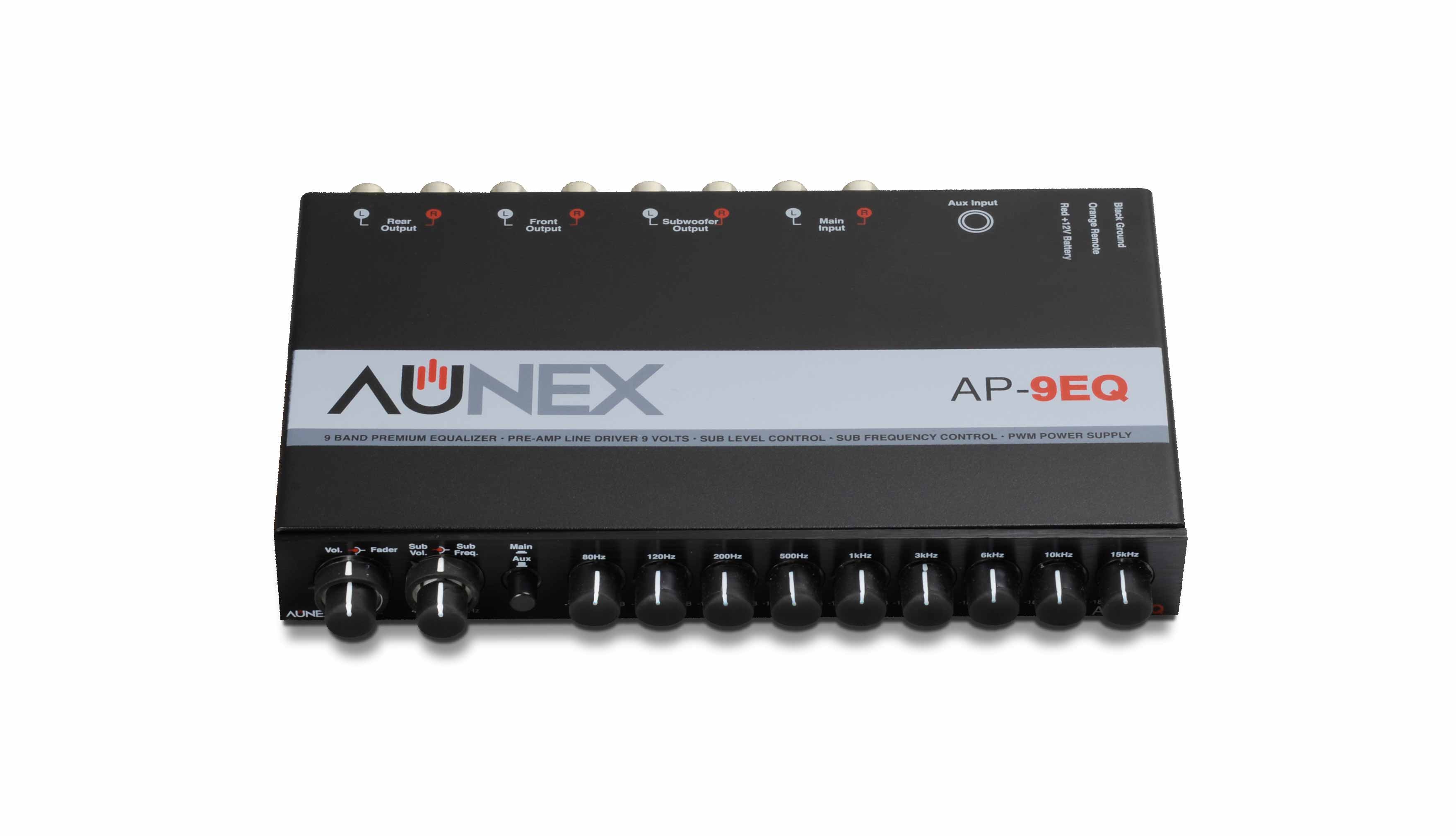 Aunex Audio 9 Band Equalizer 9V Output AUX Input Performance EQ AP-9EQ