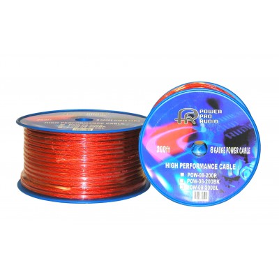 Power Pro Audio POWAL-08GA 8GA 200FT Flexible Power Wire, Red